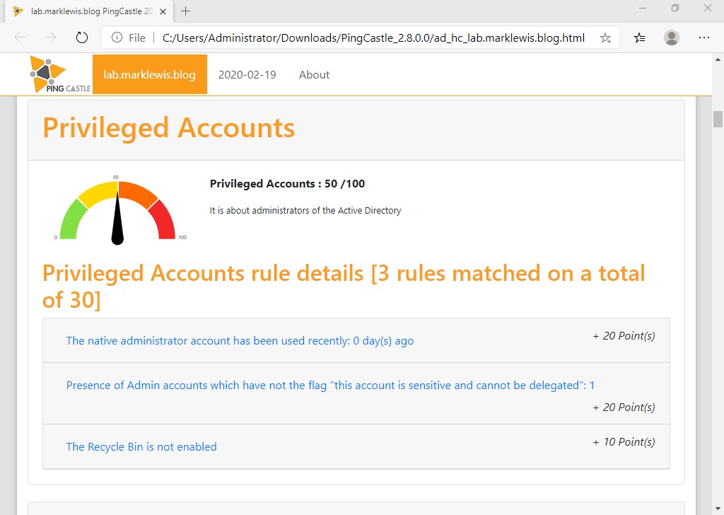 Brand new forest, PingCastle - Mark Lewis Blog